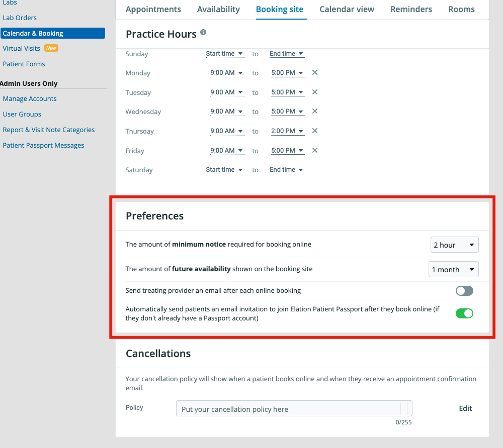 Patient Booking Site Guide