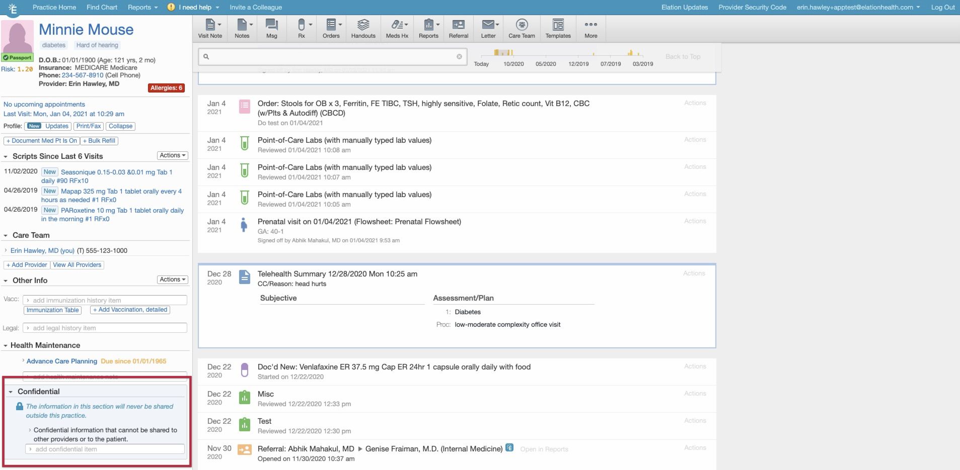 Confidential Items in Your Patient Chart