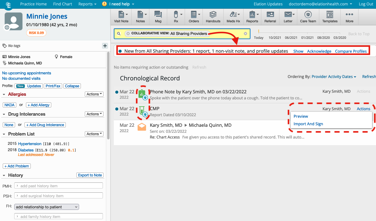 Patient Chart Guide- Using the Collaborative View to share patient charts