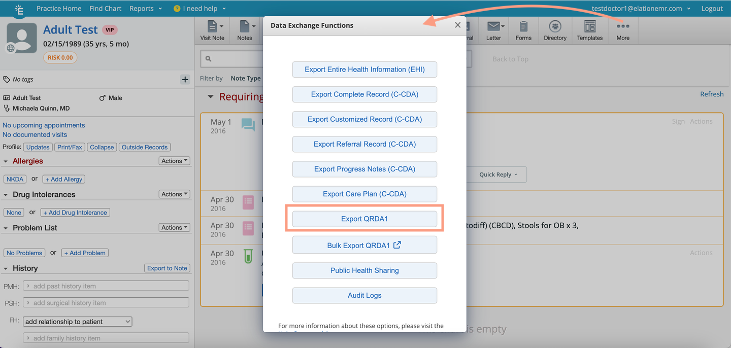QRDA Export Guide- How to export QRDA files from Elation EHR