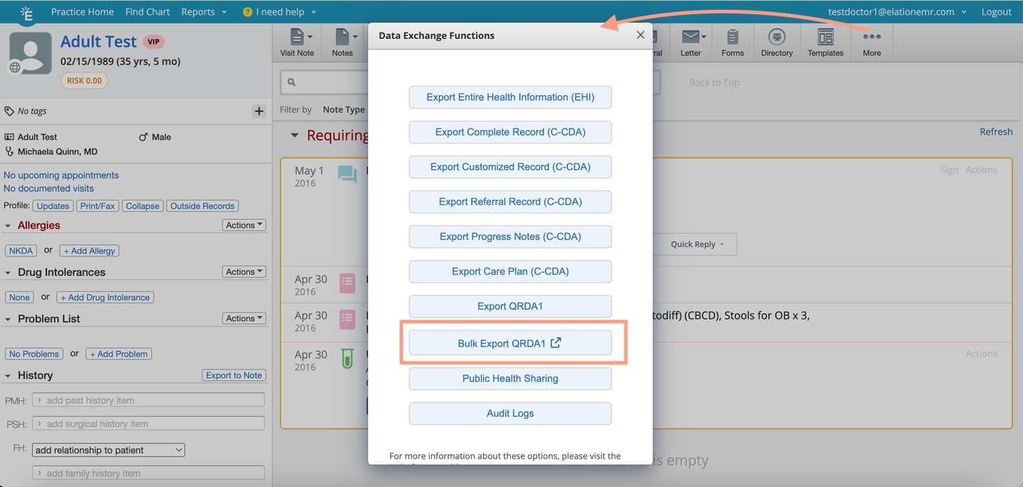 QRDA Export Guide- How to export QRDA files from Elation EHR