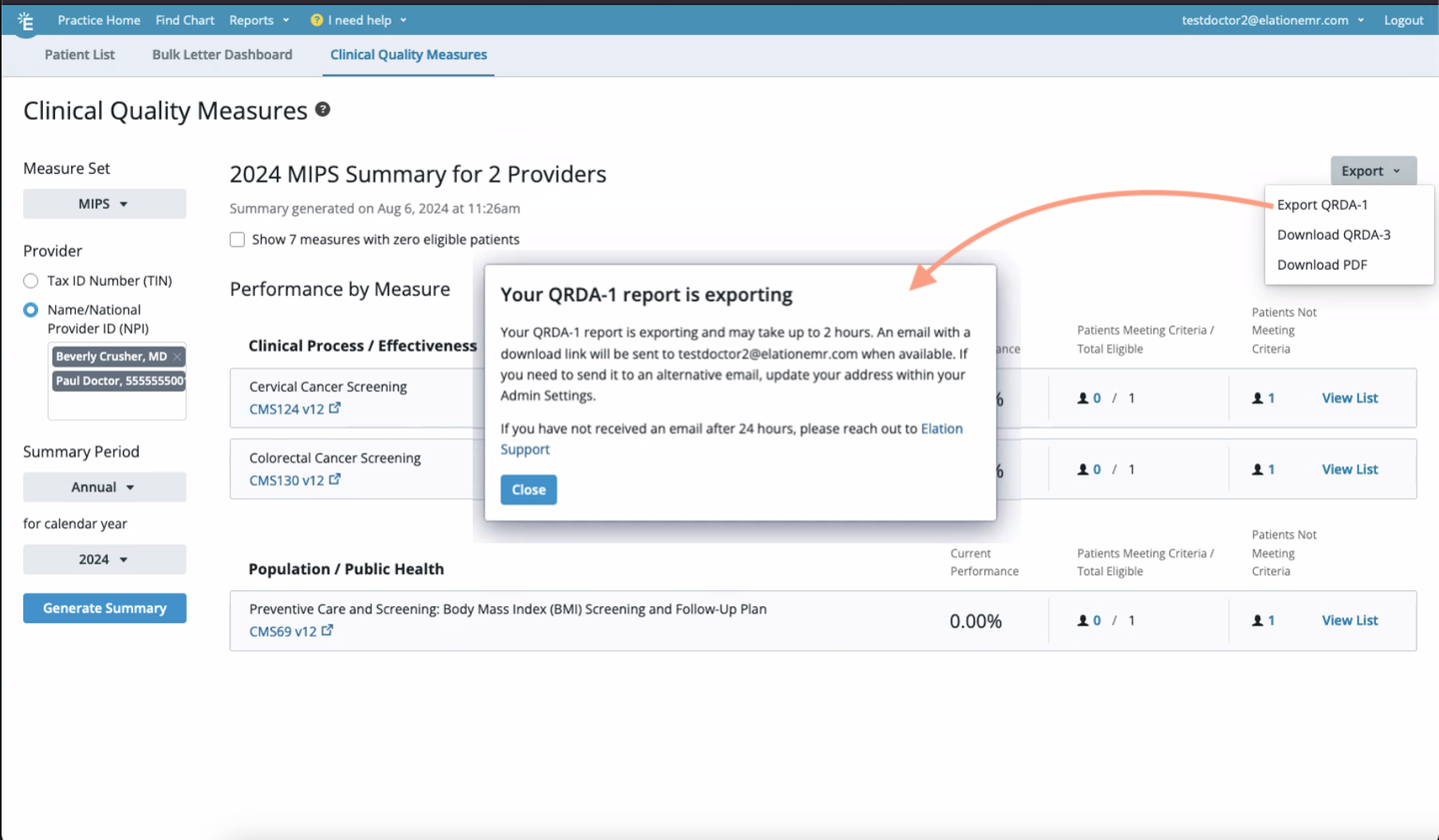 QRDA Export Guide- How to export QRDA files from Elation EHR